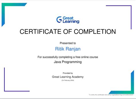 I Have Successfully Completed The Java Programming Course Offered By