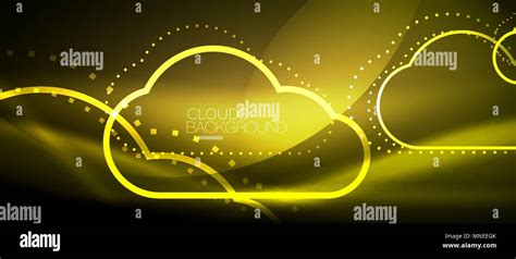 Vector Cloud Computing Storage Concept Vector Yellow Cloud Computing Storage Concept Neon