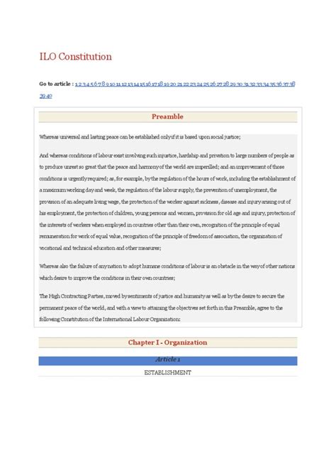 Ilo Constitution Pdf Treaty International Labour Organization