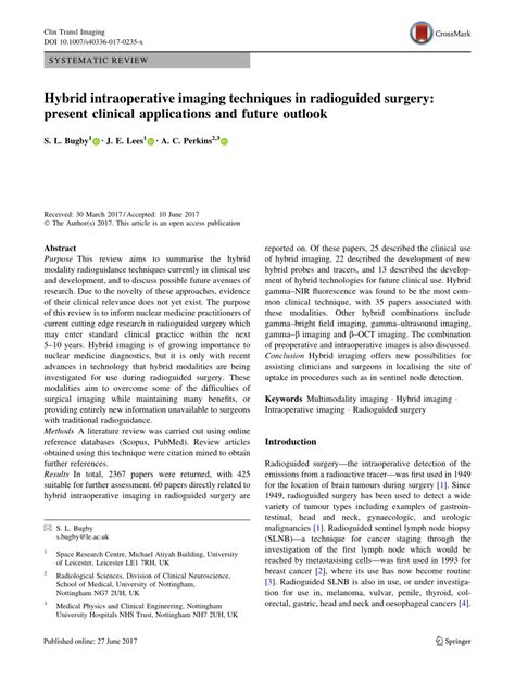Pdf Hybrid Intraoperative Imaging Techniques In Radioguided Surgery Present Clinical