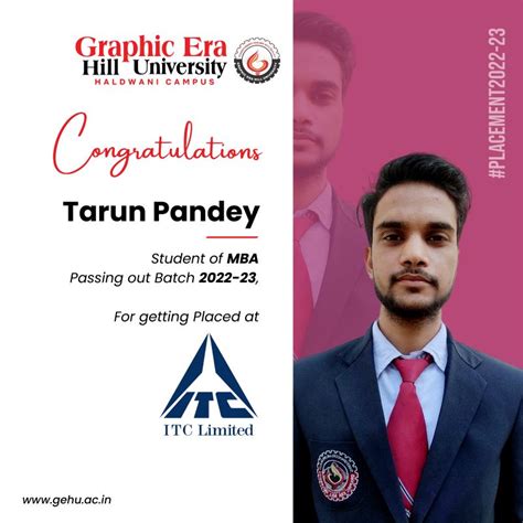 Graphic Era Hill University On Linkedin Congratulations To Tarun