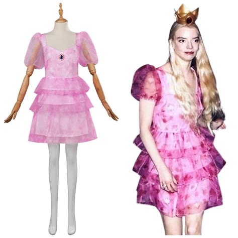 The Super Mario Bros Movie Princess Peach Cosplay Costume Dress Party
