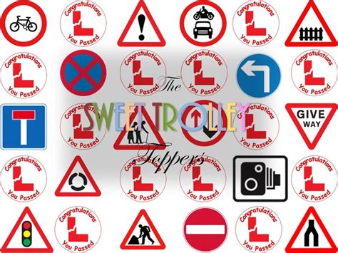 Learner Driver Driving Test Pass Road Sign Edible Rice Wafer Paper Cake