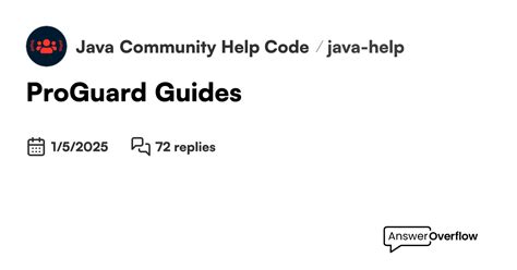 Proguard Guides Java Community Help Code Learn