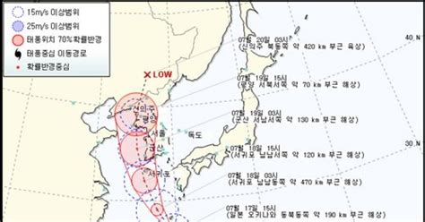 7호 태풍 경로 서해안 따라 북상 각별 주의 요망