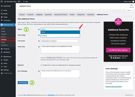 Additional Terms For Woocommerce Documentation — Woocommerce Plugin