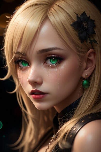 Premium Ai Image Girl With Green Eyes Crying