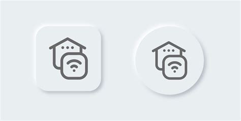 Smart Home Line Icon In Neomorphic Design Style House Technology Signs Vector Illustration