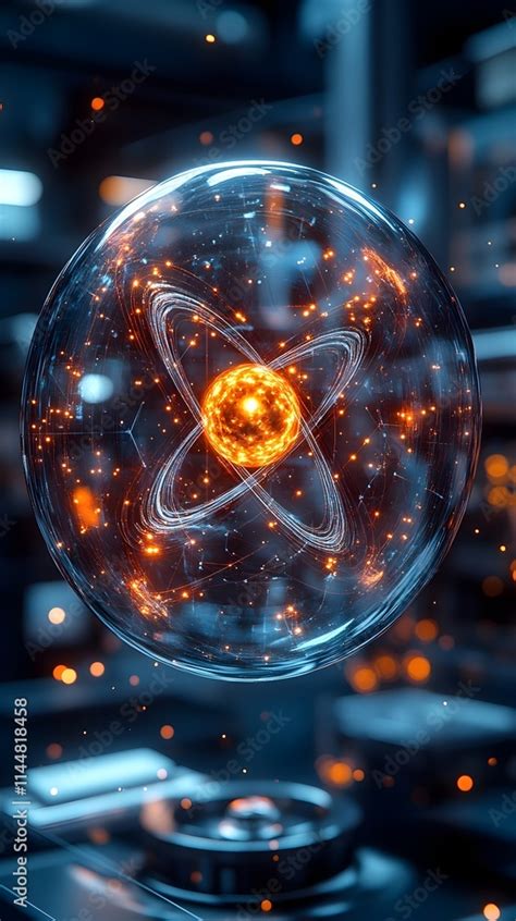 Detailed D Representation Of A Technetium Atom Showcasing Its Electron Structure And Various