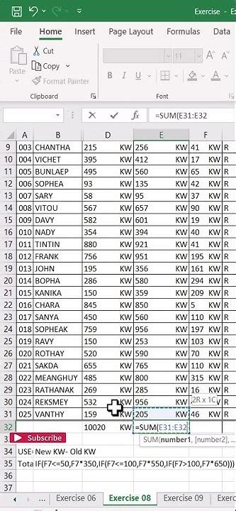 Excel Auto Sum Function Youtube