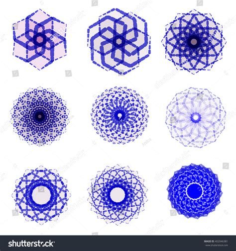 Circular Design Elements Spirograph Vector Templates Stock Vector