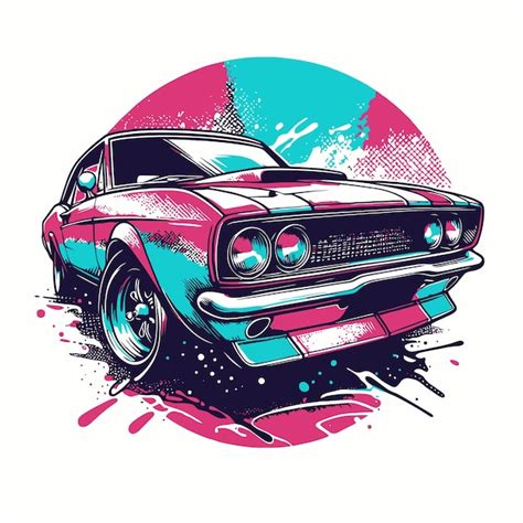 Иллюстрация автомобиля в стиле поп арта Премиум Ai сгенерированный вектор