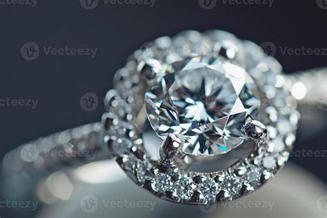 Ai Generated Halo Diamond Engagement Ring Closeup Luxury Jewelry