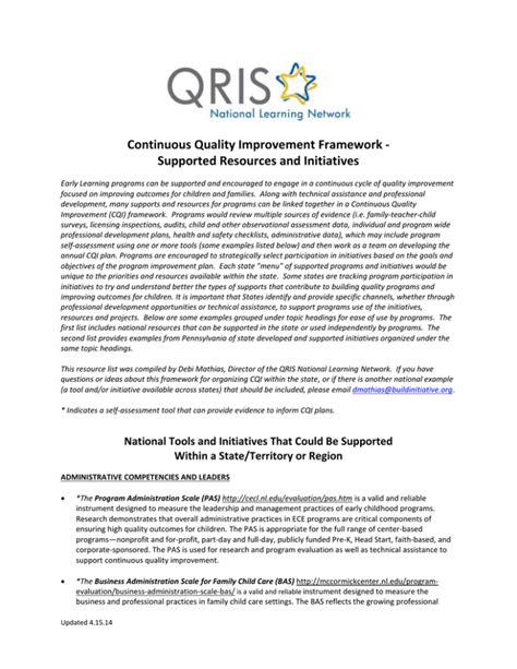 Continuous Quality Improvement Framework