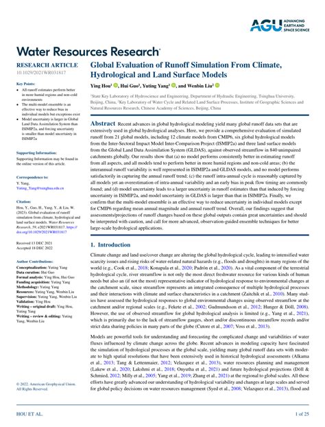 Global Evaluation Of Runoff Simulation From Climate Hydrological And Land Surface Models