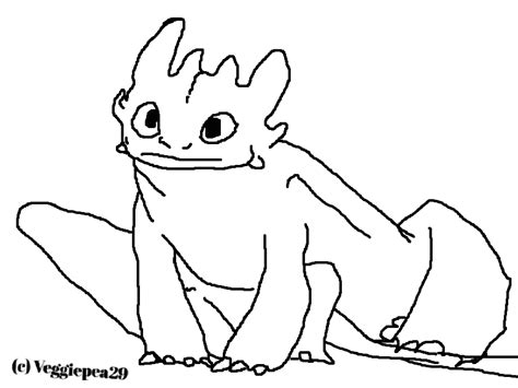 Toothless Line Art By Veggiepea29 On Deviantart