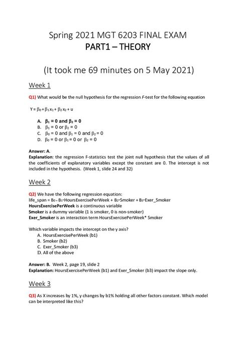 Spring 2021 Mgt 6203 Final Exam Part1 Theory Questions With 100 Correct Answers Exam