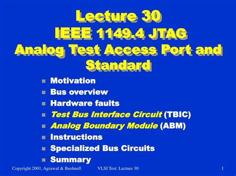 Ppt Lecture 30 Ieee 11494 Jtag Analog Test Access Port And Standard