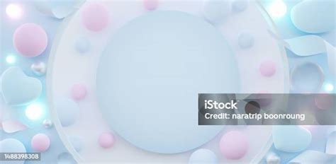 원형 프레임 배경 하트는 파스텔 공 유리 공 리본 개념으로 사랑 3d 일러스트레이션을 만든다 0명에 대한 스톡 사진 및 기타 이미지 Istock