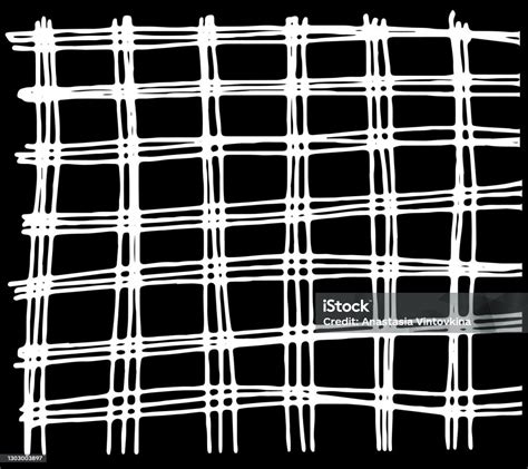 검은색 배경에 흰색 선의 벡터 텍스처 그리드입니다 디자인에 대한 서로 템플릿을 교차하는 수평 및 수직 평행선을 그립니다 추상적