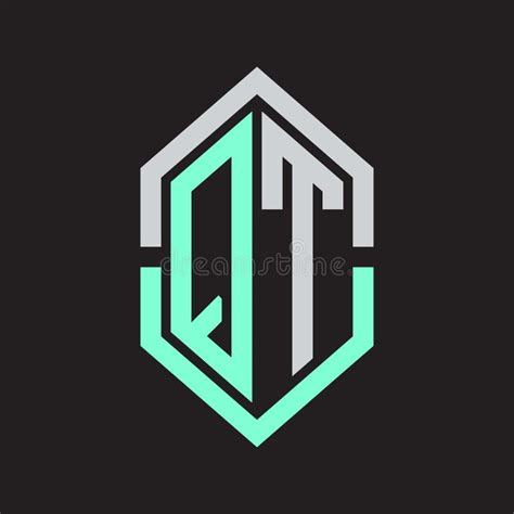 QT Logo Monogram With Hexagon Shape And Outline Slice Style Stock Vector Illustration Of