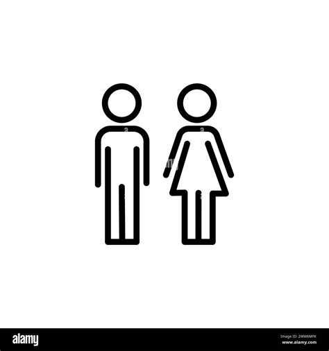 Gender Icon Man And Woman Icon Isolated Minimal Design Toilet Line Icon Outline Vector Sign