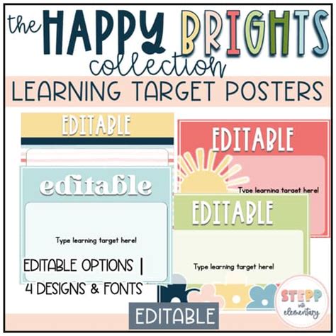 Happy Brights Classroom Decor Learning Target Objective Editable