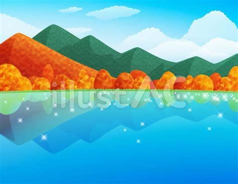 山和湖與秋天的落葉 1206028 下載免費插畫 illustAC