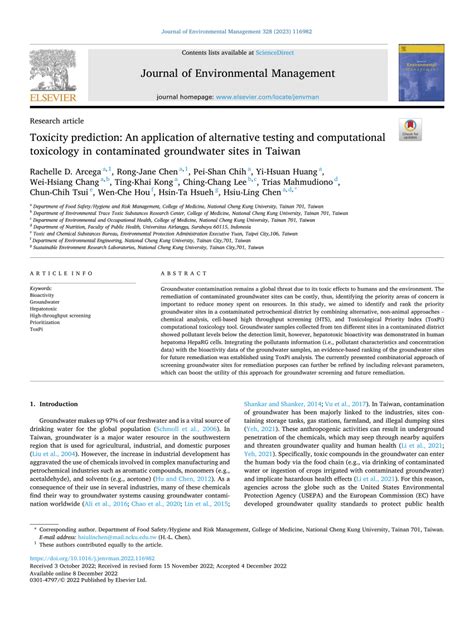 Pdf Toxicity Prediction An Application Of Alternative Testing And Computational Toxicology In