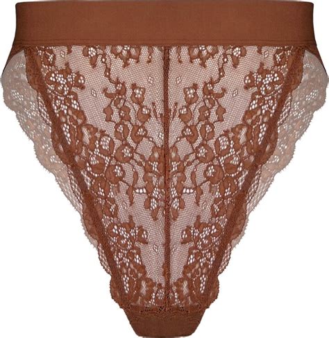 Monique Morin Lingerie Womens Brown Wild Lace Hi Leg Panty Salted