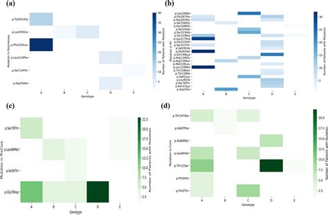 Heatmap Of Mutation Hotspots For Gene P In Genotypes A E A Hbv