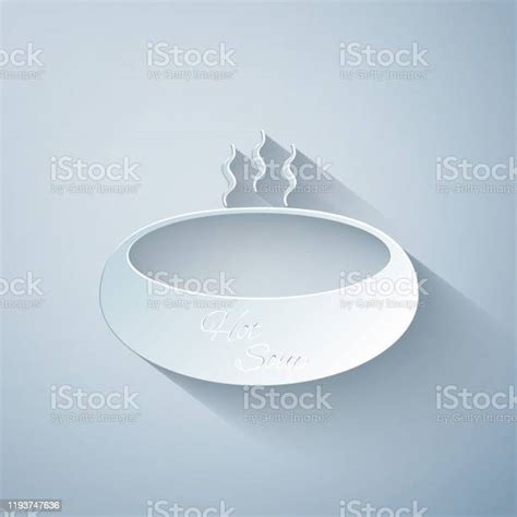 회색 배경에 고립 된 뜨거운 수프 아이콘의 종이 컷 그릇 종이 아트 스타일입니다 벡터 일러스트레이션 3차원 형태에 대한 스톡 벡터 아트 및 기타 이미지 Istock