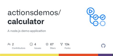 GitHub Actionsdemos Calculator A Node Js Demo Application