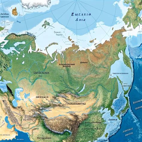 Map Of Russia The Largest Nation With Diverse Landscapes Stock