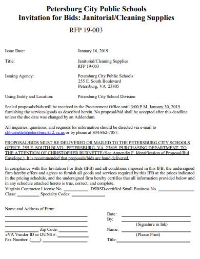 Free 10 Janitorial Bid Proposal Samples In Pdf Free 10 Janitorial Bid Proposal Samples In Pdf
