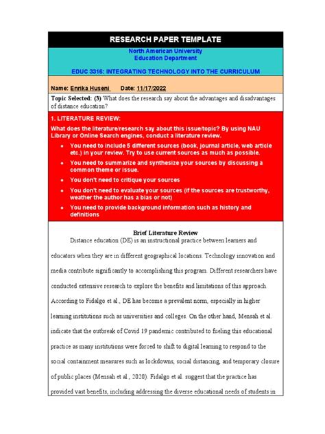 Huseni Research Assignment 2 Pdf Distance Education Learning