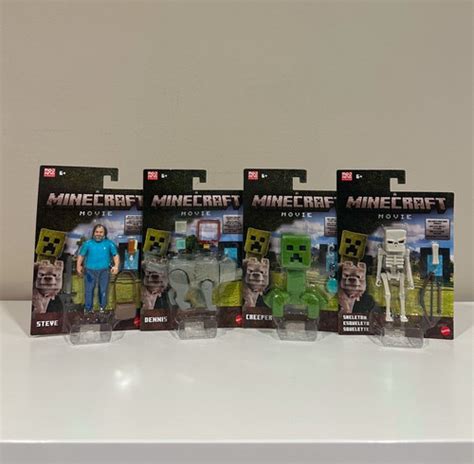 Minecraft Movie Figures Steve Skeleton Creeper Dennis Set Of 4 New 2025