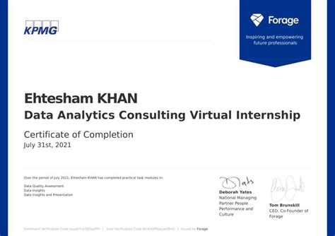 Ehtesham Khan On Linkedin Virtualinternships Learning Dataanalytics Kpmgindia