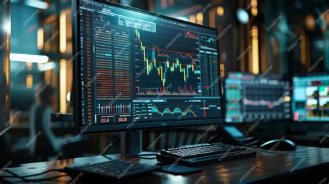 Stock Market Trading Computer With Charts Data Analysis And Finance