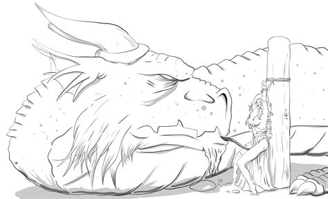 Rule 34 Bondage Dragon Fantasy Implied Cunnilingus Line Art
