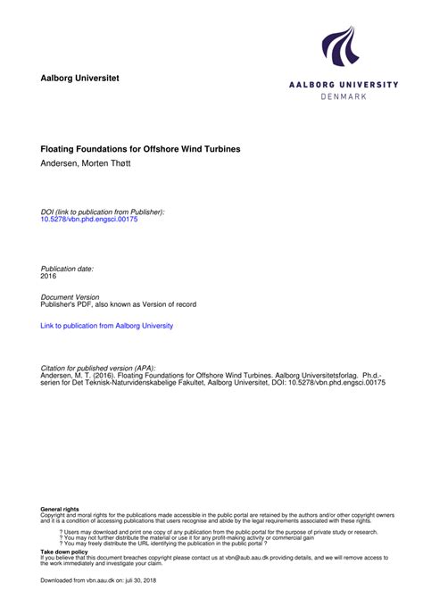 Pdf Floating Foundations For Offshore Wind Turbines