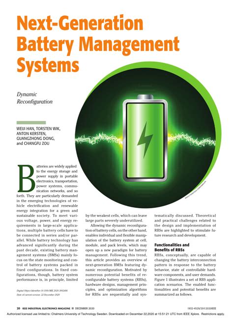 Pdf Next Generation Battery Management Systems Dynamic Reconfiguration