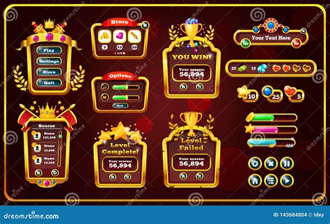Ui Panel Buttons Wood Game Button Menu Board Design Elements Cartoon