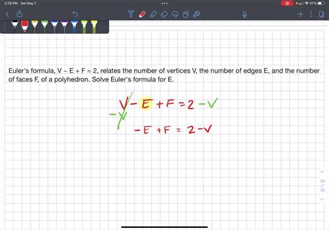 Eulers Formula V E F 2 Relates The Number Of Vertices V The