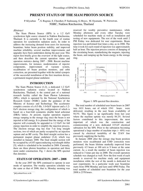 Pdf Present Status Of The Siam Photon Source