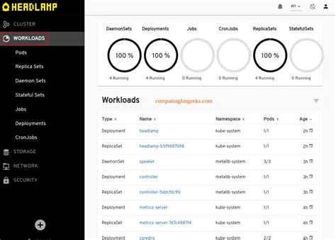 How To Install And Use Headlamp Kubernetes Web Ui Computingforgeeks