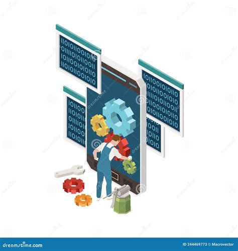 Code Gear Programming Composition Stock Vector Illustration Of
