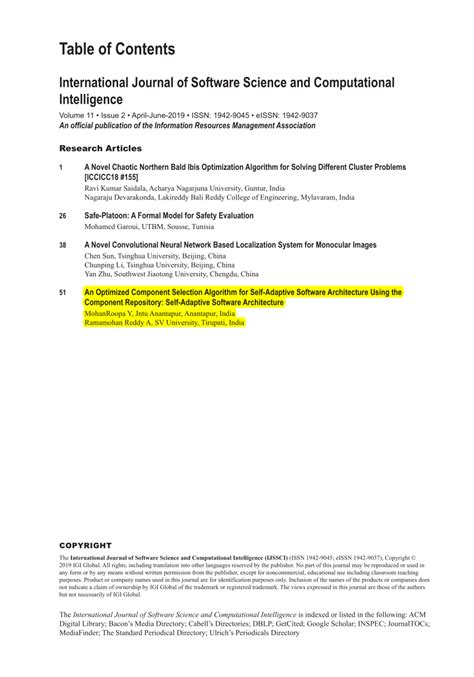 Pdf An Optimized Component Selection Algorithm For Self Adaptive