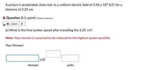solved a proton is accelerated from rest in a uniform