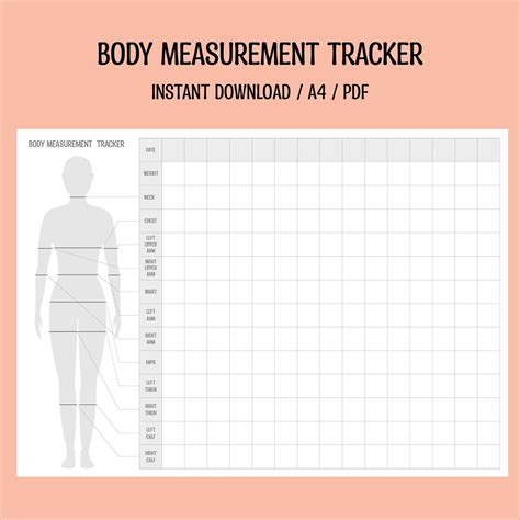 Printable Women Body Measurement Tracker Weight Loss Tracker Weekly